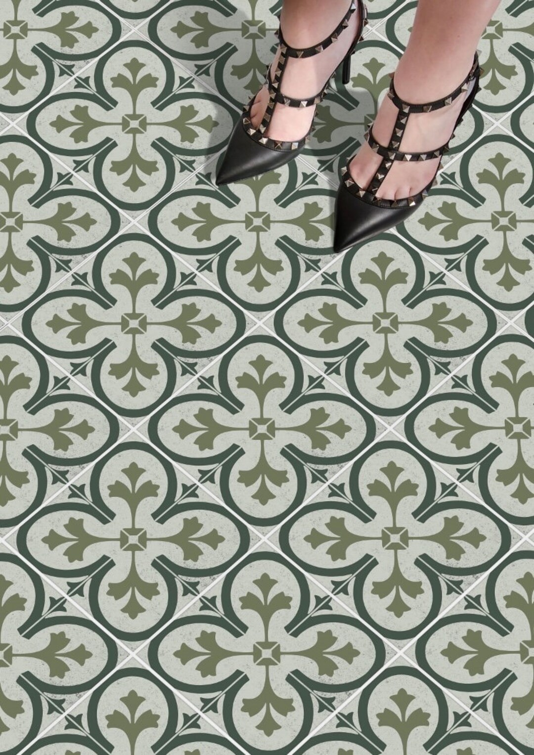 Forest Green Floor Tile Decals: Kitchen & Bathroom Peel and Stick - Etsy