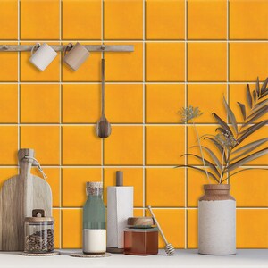 Golden Yellow Peel and Stick Tile Stickers Kitchen Bathroom Wall Hand ...