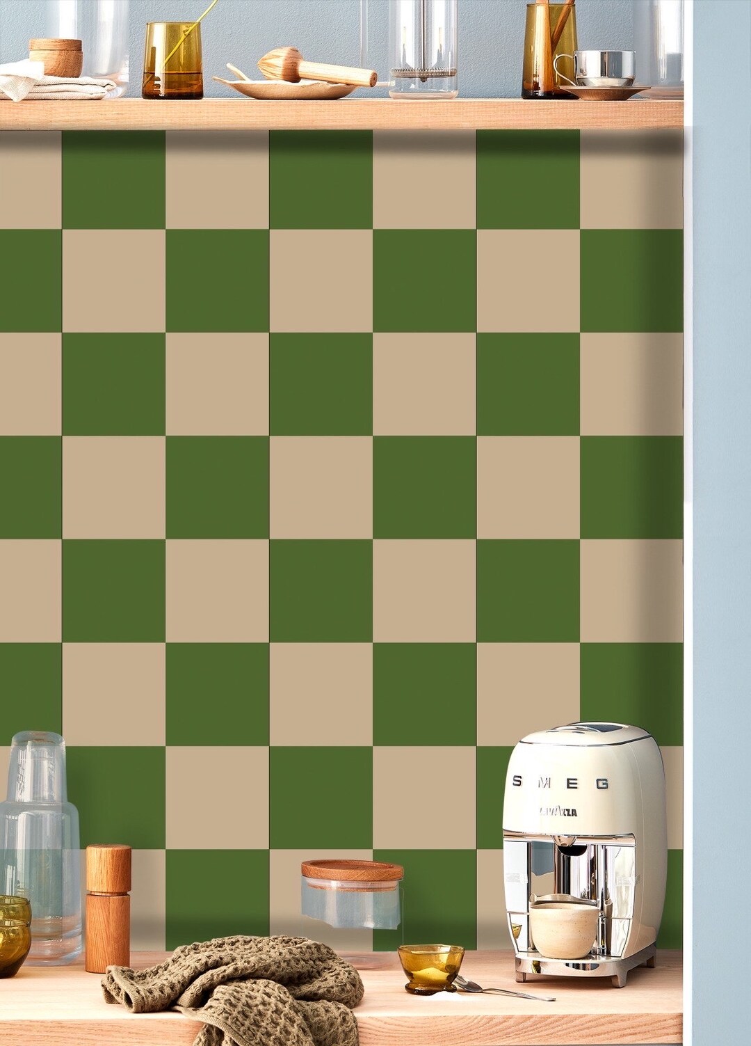 Peel and Stick Olive & Khaki Backsplash Tile Decals Bathroom, Kitchen ...