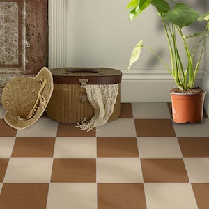 Checkered Autumn & Beige Texture Tile Sticker Peel and Stick Bathroom ...