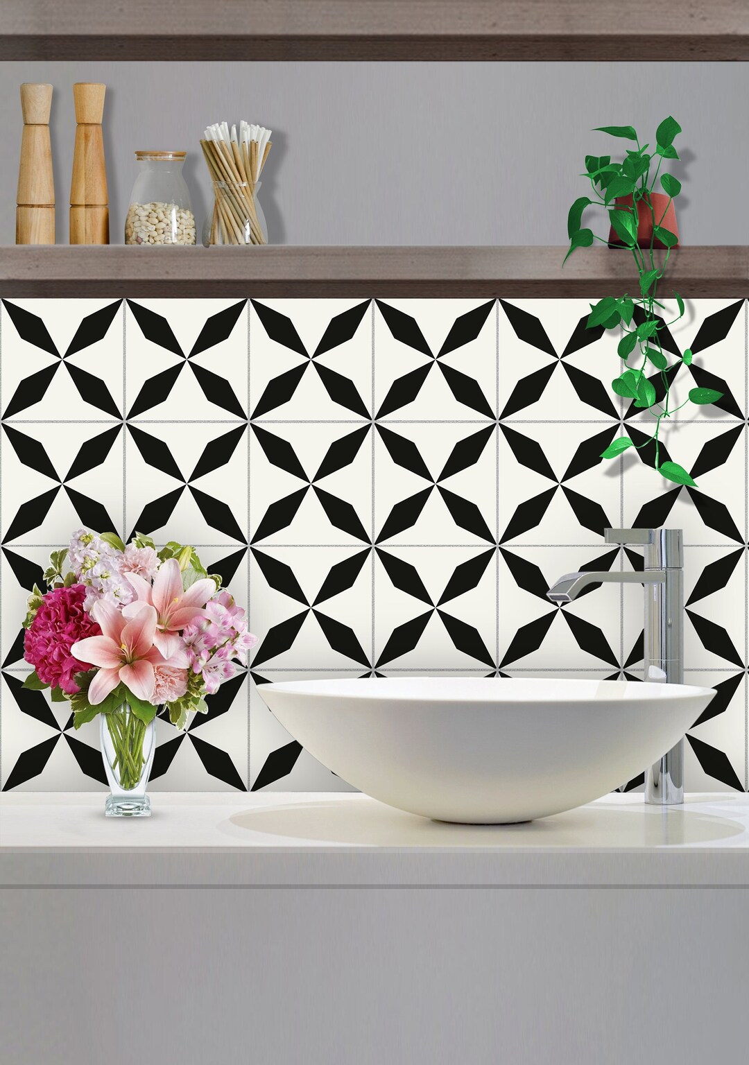 Peel and Stick Floor Tile Stickers Removable Kitchen, Bathroom, Wall ...