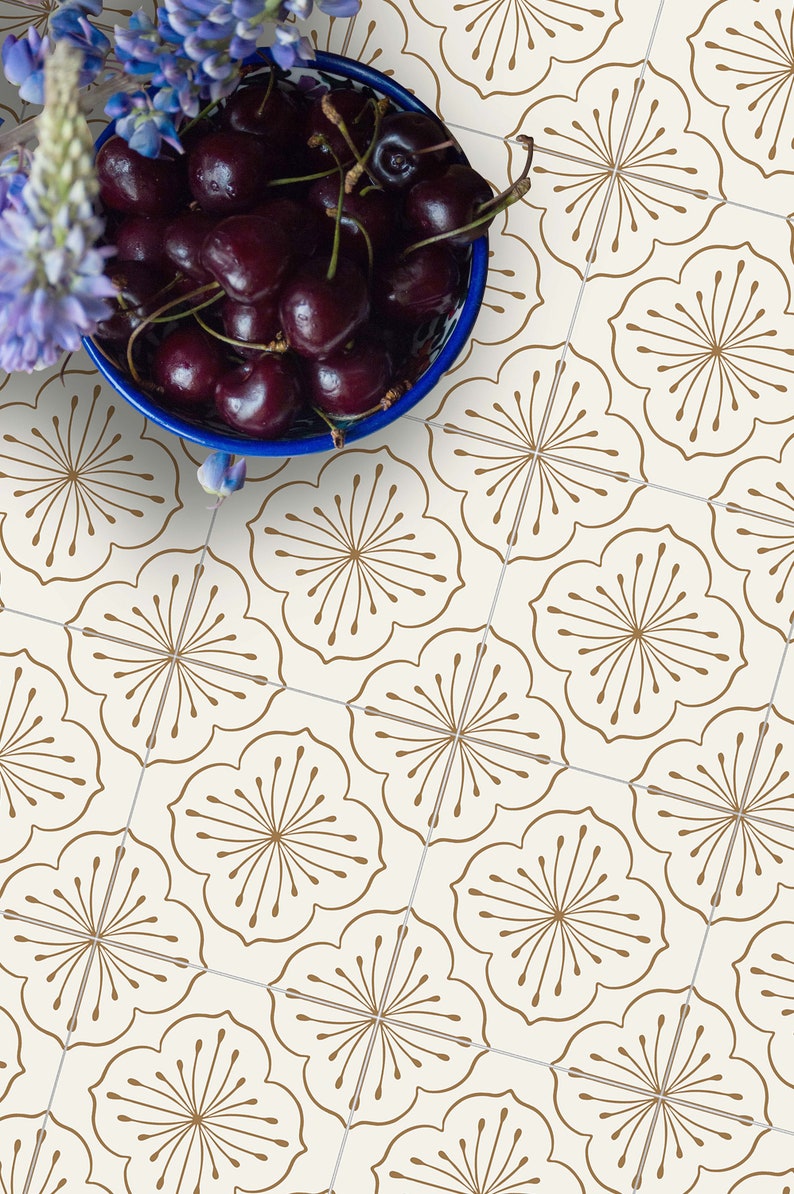 Classic Floral Backsplash Tile Stickers | Peel and Stick Bathroom ...
