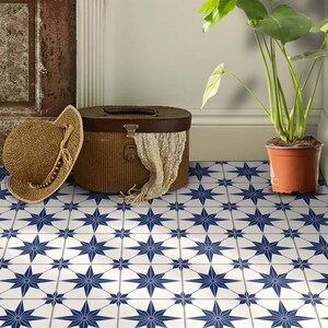 Peel and Stick Blue Star Tile Stickers | Antiskid for Floors ...