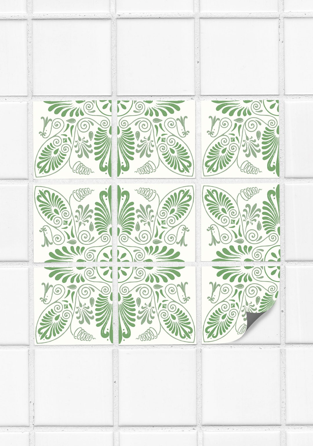 Greek Olive Green Peel and Stick Tile Stickers | Waterproof & Removable ...