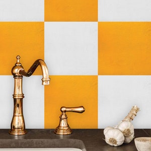 Peel and Stick Yellow White Texture Tile Stickers, Floor Tile Stickers ...