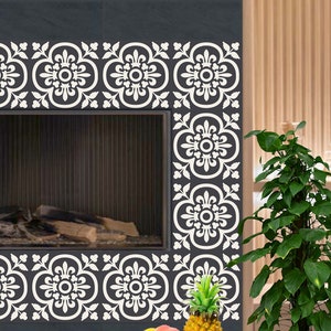 Elegant Damask Floral Floor Tile Stickers | Peel and Stick Backsplash ...