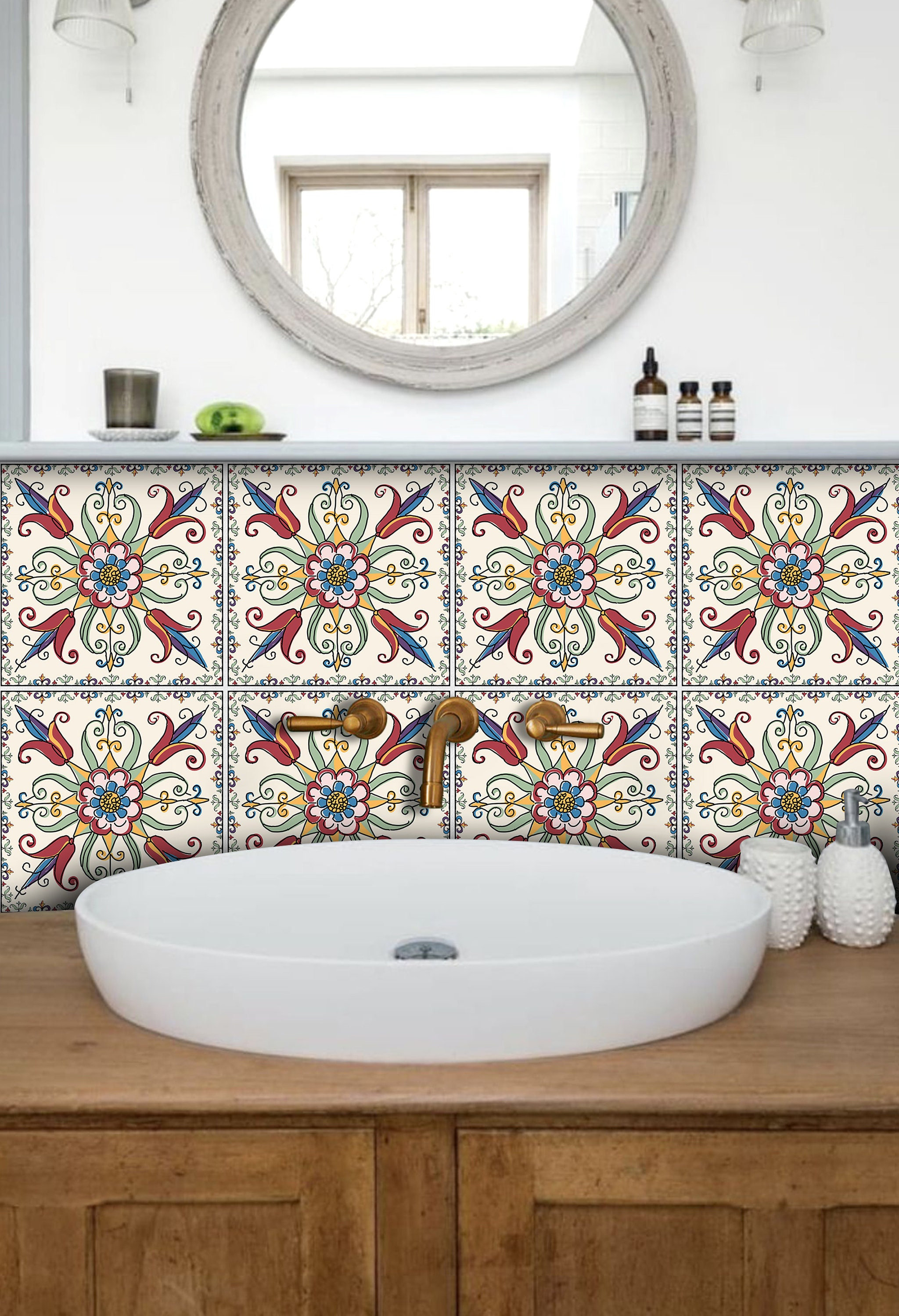 Vintage Flourish Hand Crafted Tile Stickers | Peel and Stick Kitchen ...