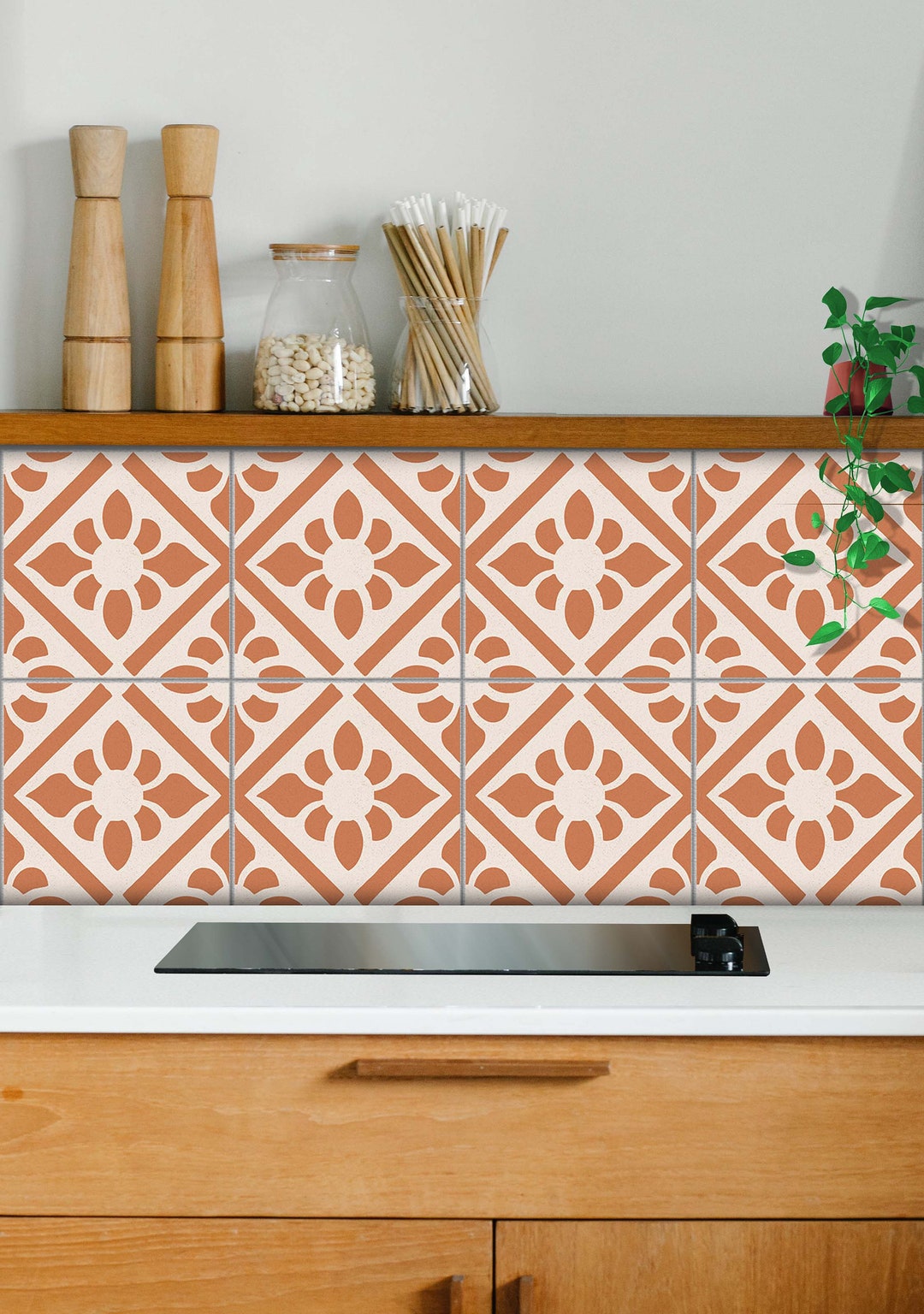 Terrazzo Lily Peel and Stick Tile Stickers Kitchen Backsplash Tiles ...