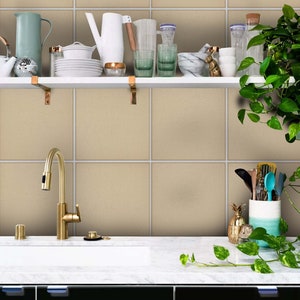 Peel and Stick Beige Texture Tile Stickers | Antiskid Floor Tile Vinyl ...
