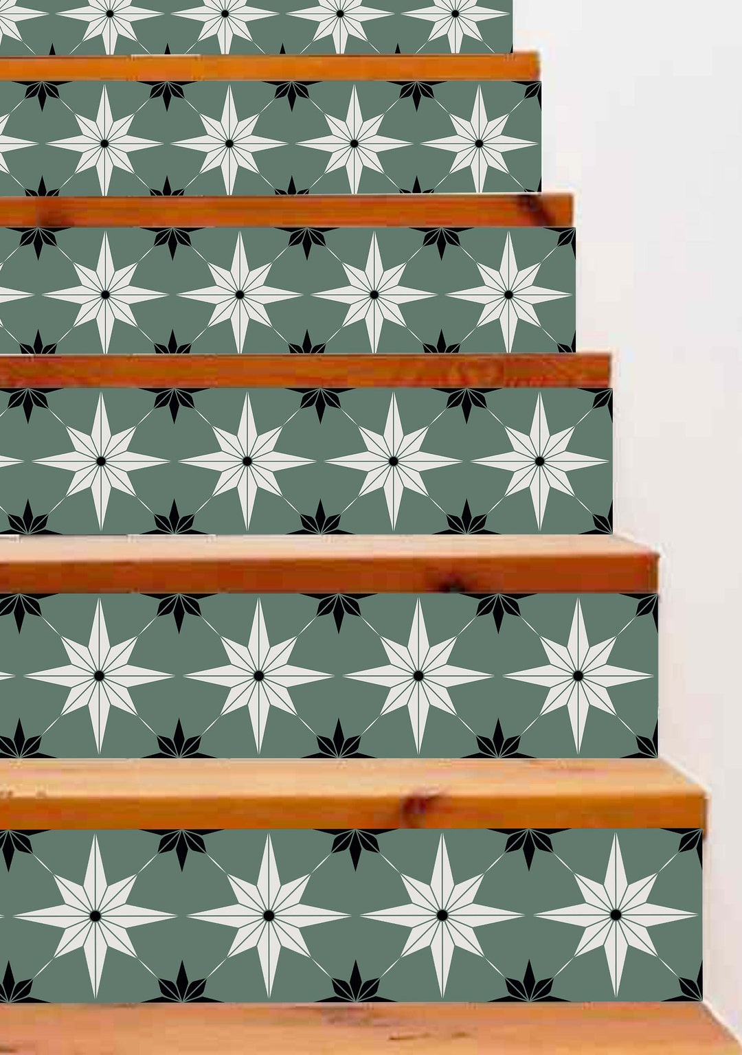 Black and White Geometric Tile Stickers Hand Crafted Decals Peel and ...