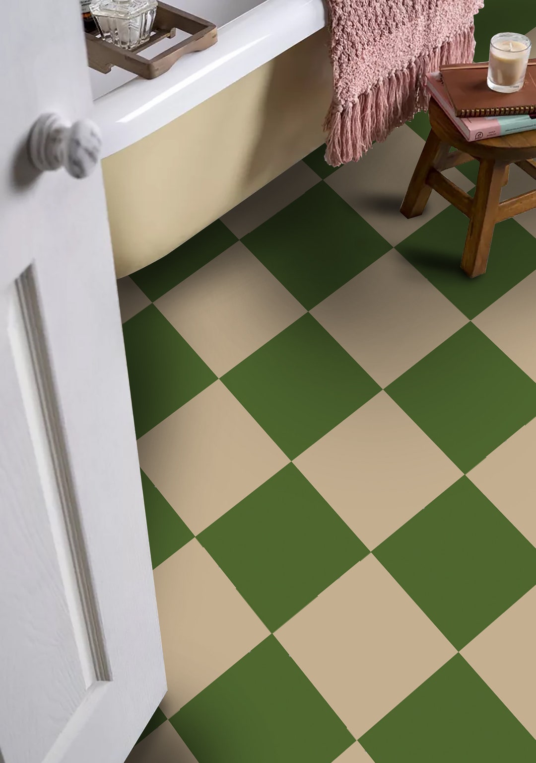 Olive & Khaki Peel and Stick Floor Tile Stickers - Etsy