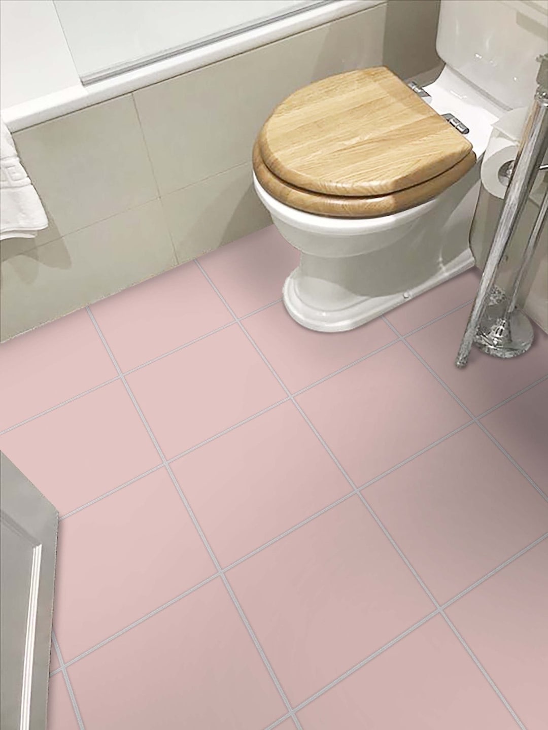 Pearl Pink Peel and Stick Floor Tile Stickers Kitchen Bathroom Decal ...