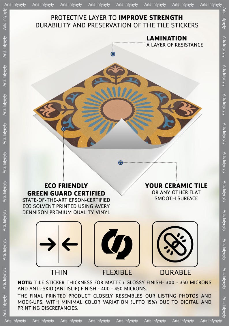 Vintage Flourish Hand Crafted Tile Stickers | Peel and Stick Tile ...