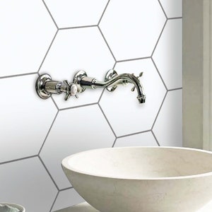 White Peel and Stick Hexagon Tile Stickers | Kitchen, Bathroom ...