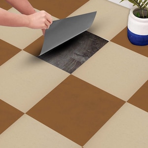 Checkered Autumn & Beige Texture Tile Sticker Peel and Stick Bathroom ...