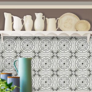 Encaustic Peel and Stick Floor Tile Stickers | Removable Tile Decals ...