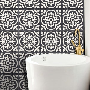 Elegant Damask Floral Floor Tile Stickers | Peel and Stick Backsplash ...