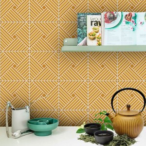 Yellow Seamless Floor Tile Stickers Peel and Stick Kitchen, Backsplash ...