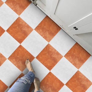 Peel & Stick Checkered Texture Tile Vinyl, Floor Tile Stickers, Kitchen ...