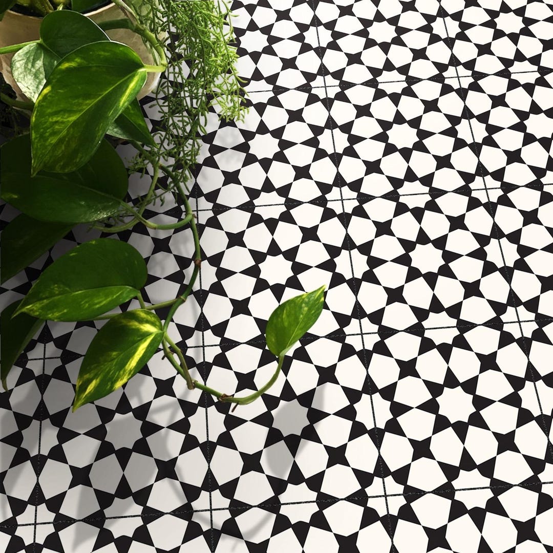 Classic Seamless Black Pattern Tile Vinyl | Peel and Stick Tiles Decal ...
