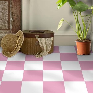 Candy Pink & Light White Checkered Tile Stickers | Kitchen Bathroom ...
