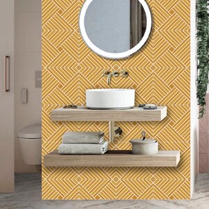 Yellow Seamless Floor Tile Stickers Peel and Stick Kitchen, Backsplash ...