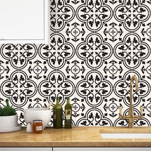 Peel and Stick Black Classic Floor Tiles Stickers, Self Adhesive ...