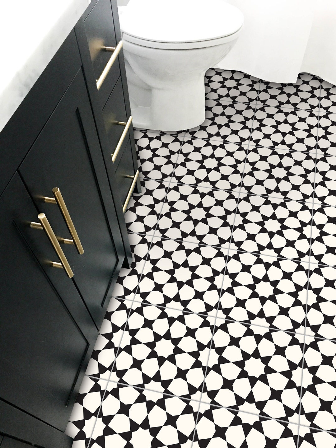 Classic Seamless Black Pattern Tile Vinyl | Peel and Stick Tiles Decal ...