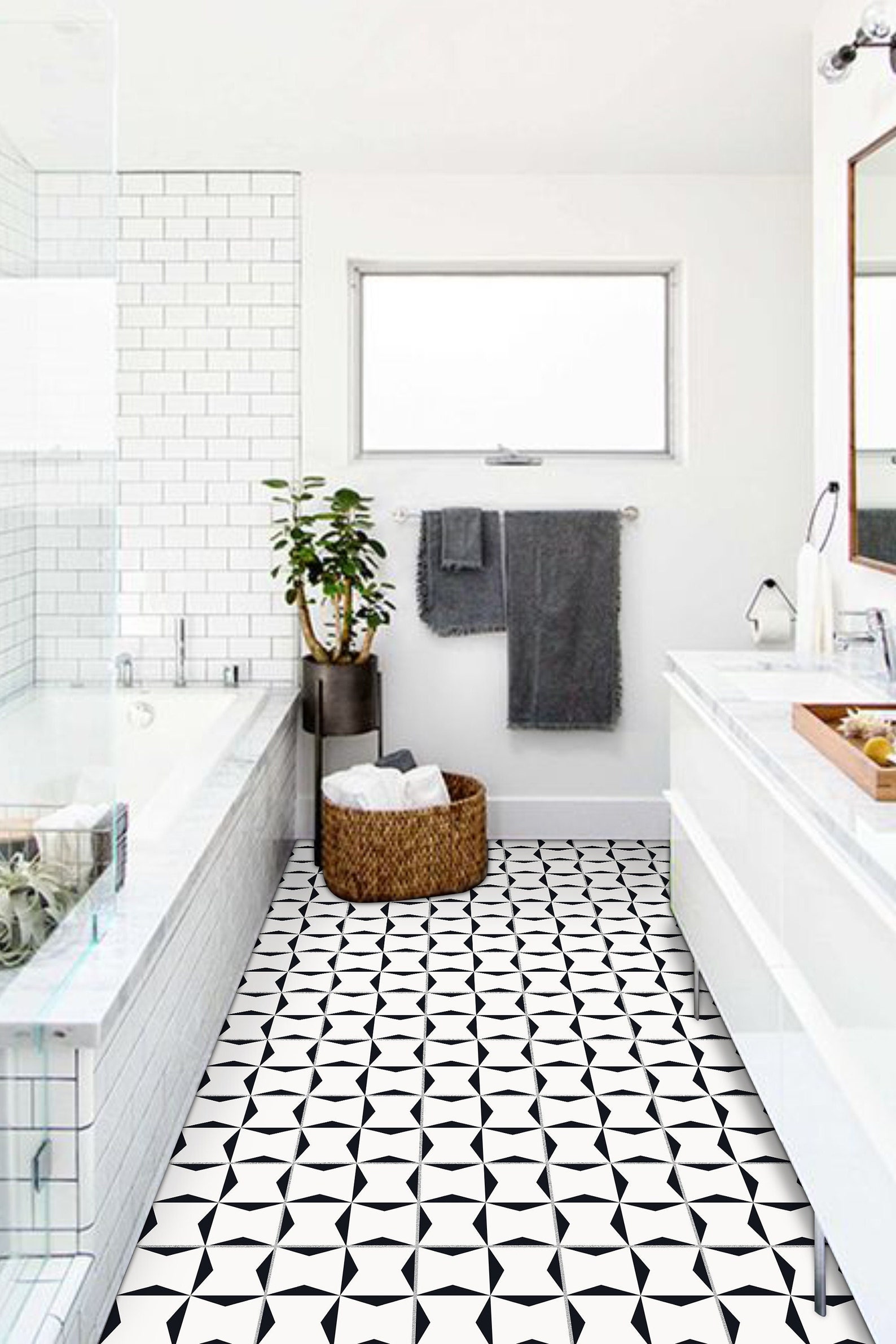 Classic Black & White Peel and Stick Vinyl Tile Decals Floor - Etsy
