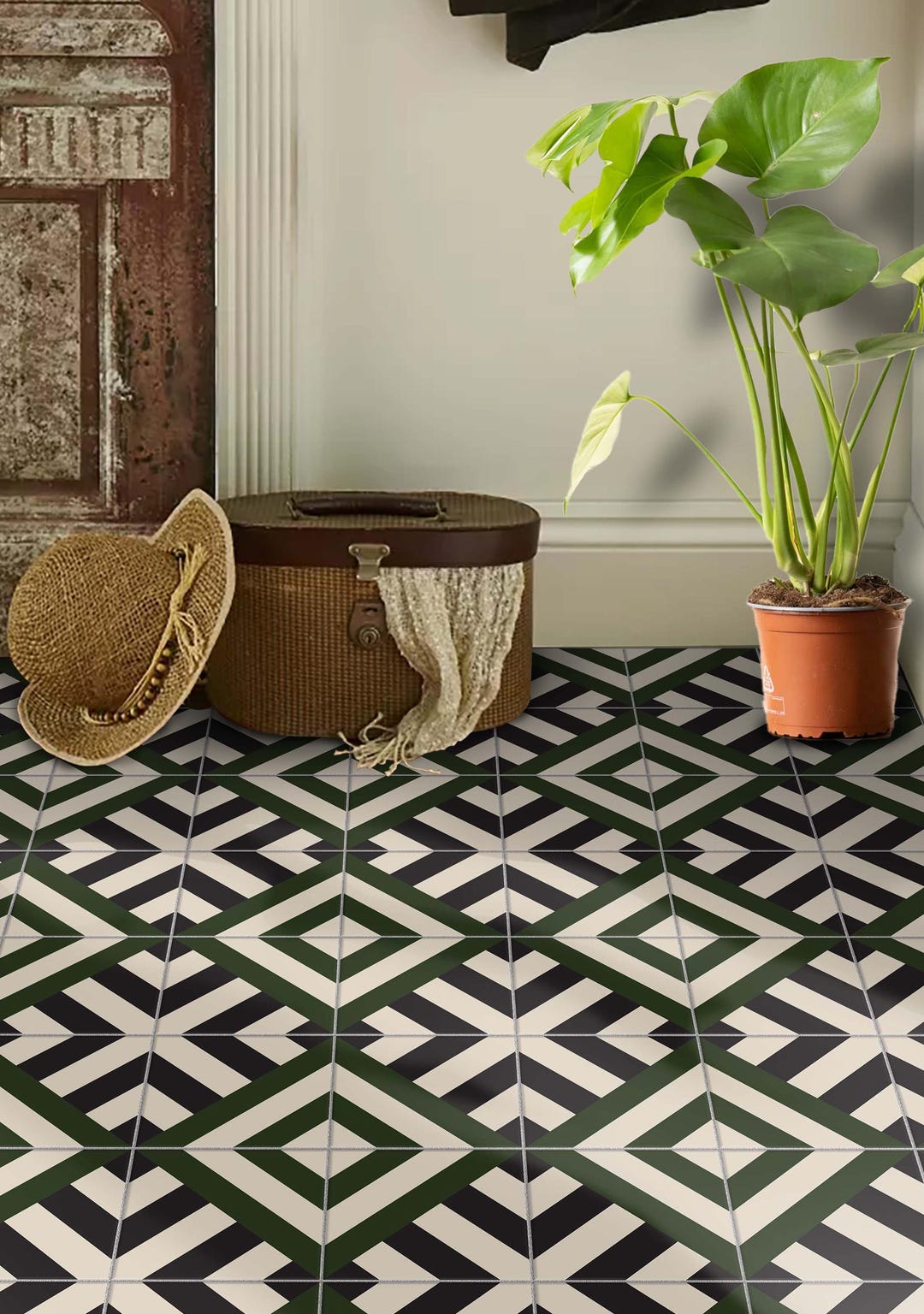 Peel and Stick Diagonal Tile Stickers: Kitchen & Bath Decor - Etsy