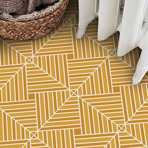 Yellow Seamless Floor Tile Stickers | Peel and Stick Kitchen, Bathroom ...