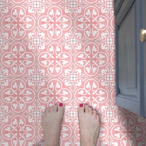 Delicate Pink Floral Tile Stickers | Peel and Stick Kitchen, Wall and ...