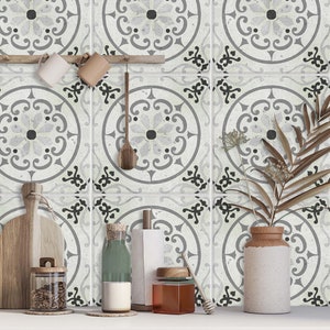 Encaustic Peel and Stick Floor Tile Stickers | Removable Tile Decals ...