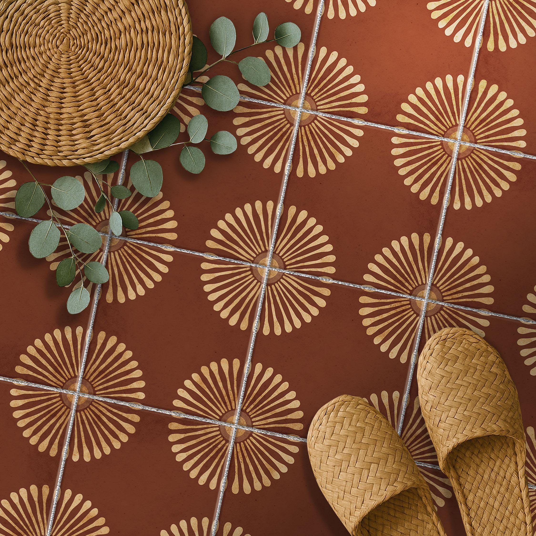 ANEJO EMMELINE Burnt Cinnamon Texture Floor Tile Stickers | Peel ...