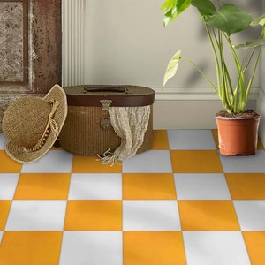 Yellow and Off-white Texture Kitchen Backsplash Tile Decals | Peel and ...