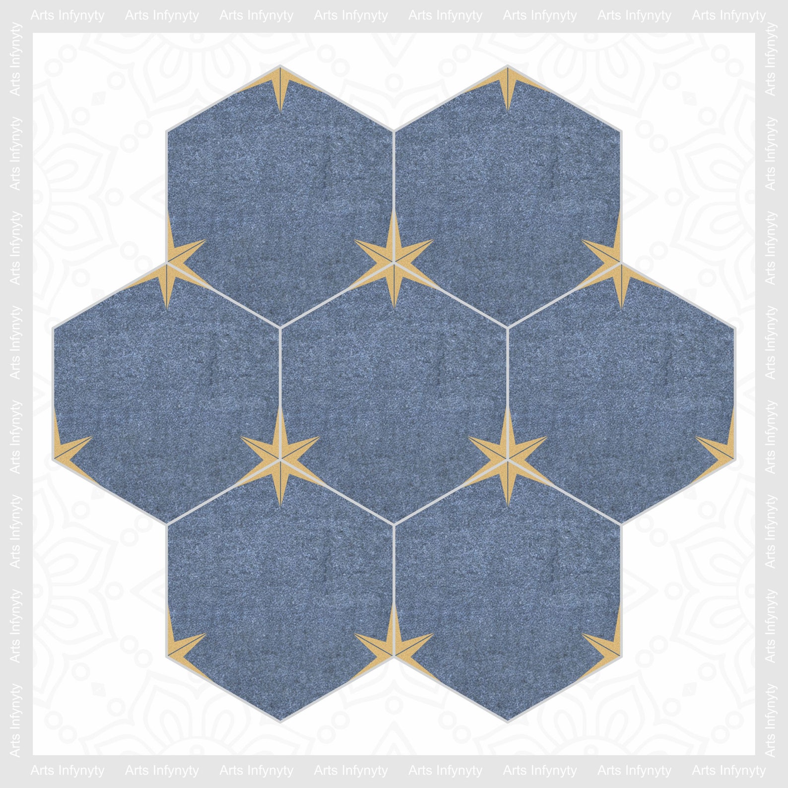 Blue Hexagon Tile Wall Floor Self Adhesive Vinyl Stickers - Etsy