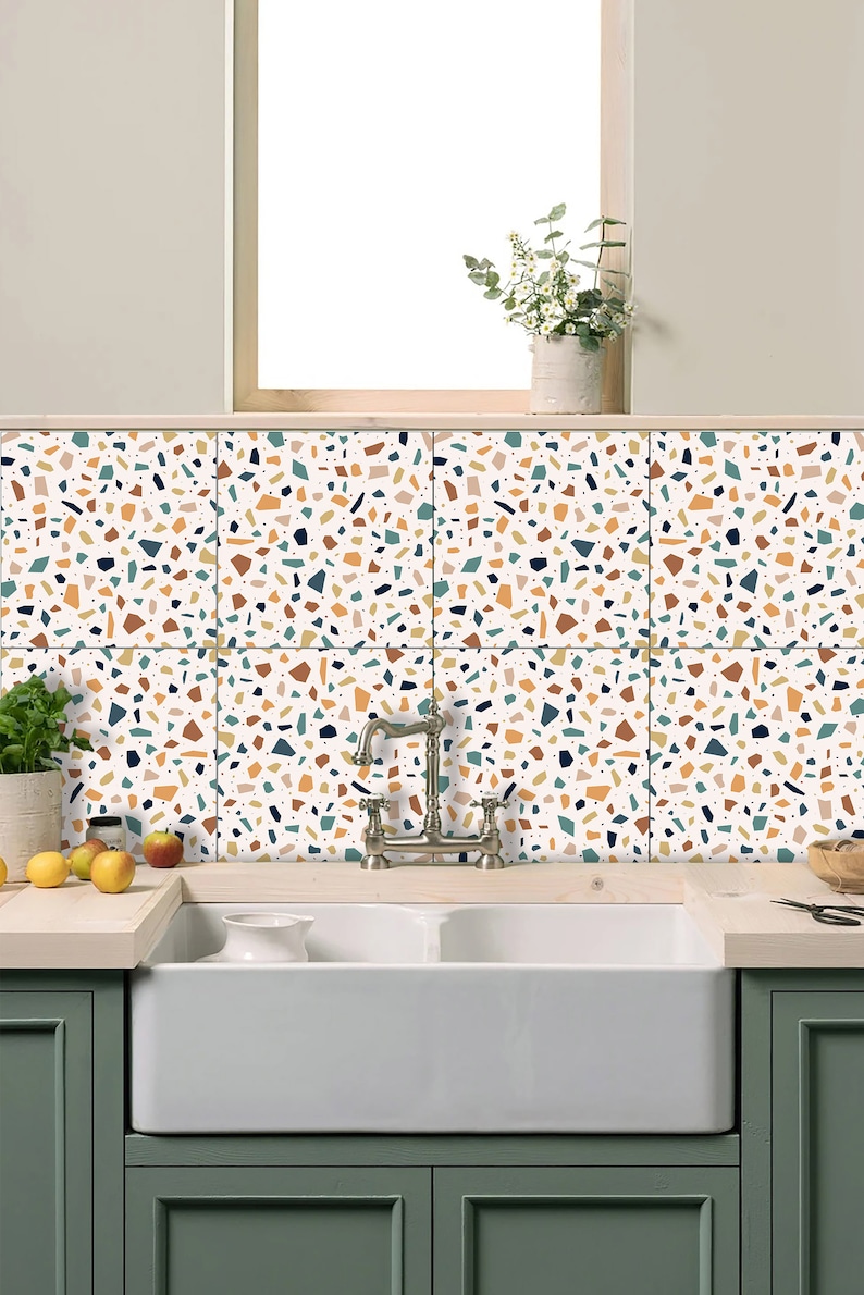 Colorful Terrazzo Mosaic Tile Stickers | Peel and Stick Kitchen ...