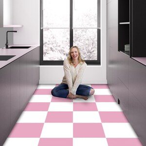 Candy Pink & Light White Texture Tile Stickers Kitchen Bathroom Wall ...