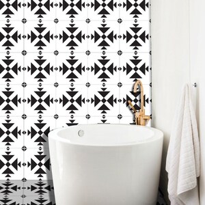 Black and White Floor Tile Stickers | Peel and Stick Kitchen, Bathroom ...