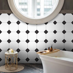 Black and White Geometric Tile Stickers | Removable | Hand Crafted ...