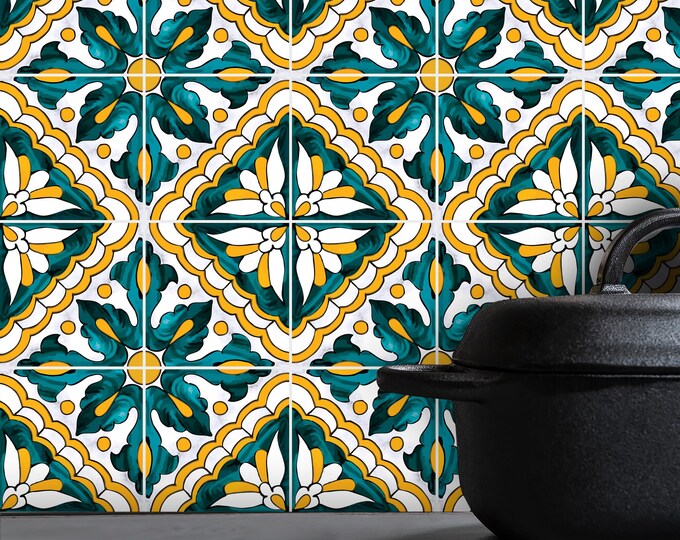 Tile Sticker Vinyl Decal for Kitchen Bathroom Backsplash Floor Decals ...