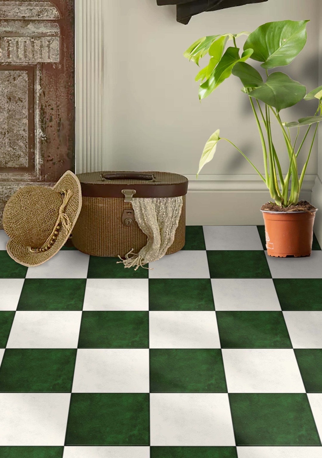 Mose Green & Ivory Texture Fireplace Decals | Floor Tile Stickers ...