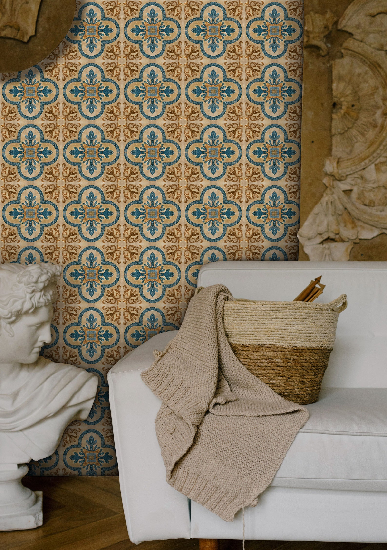 Moroccan Navy Blue Backsplash Tile Stickers | Peel and Stick Kitchen ...