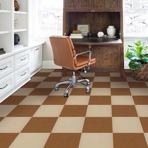 Checkered Autumn & Beige Texture Tile Sticker Peel and Stick Bathroom ...
