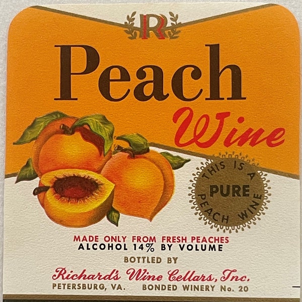 Peach Wine Label - Etsy