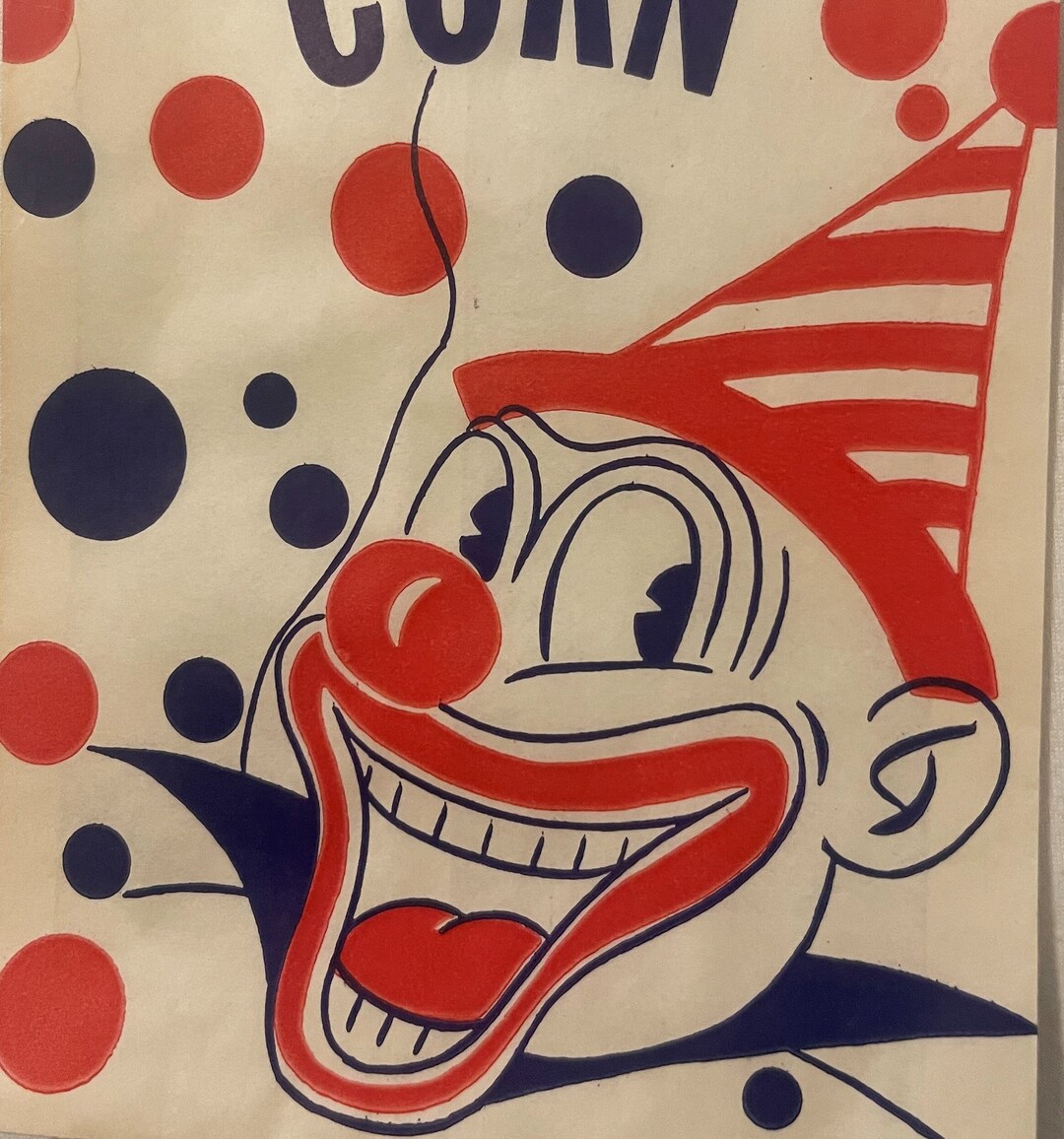 Vintage Jumbo Popcorn Bag, Clown, Circus, Red White and Blue, 1950s - Etsy