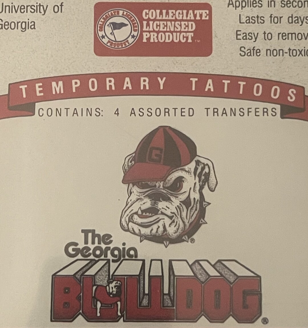 Vintage 1994 NCAA College Football Georgia Bulldogs Temporary Tattoos ...