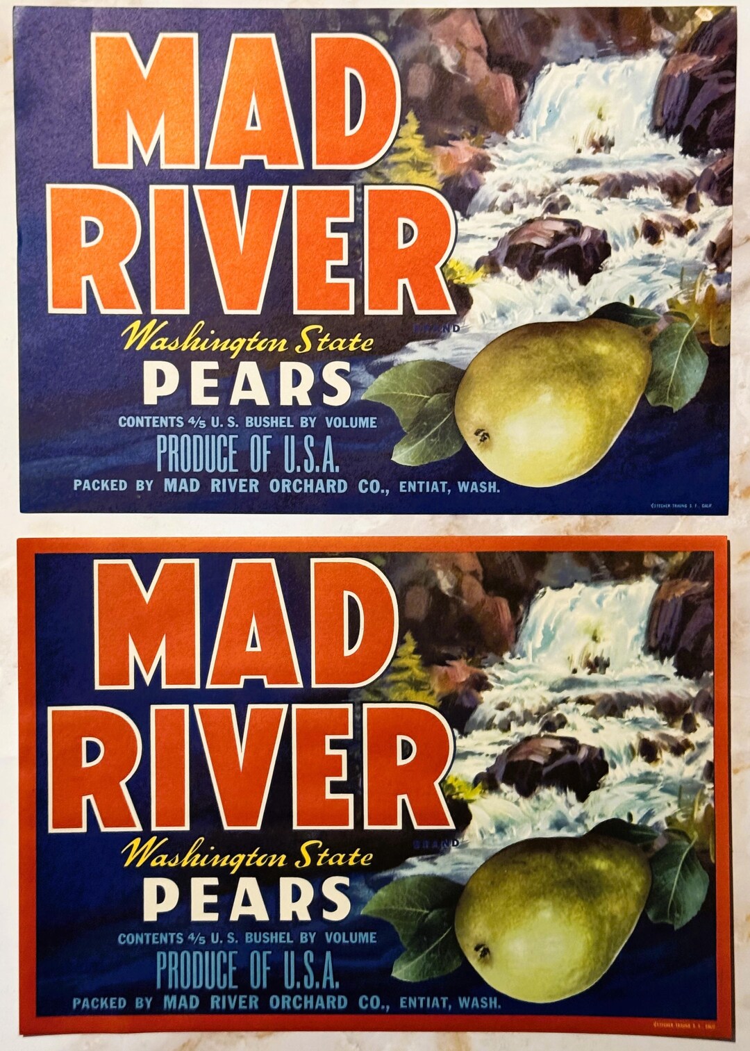 Vintage 1950s Mad River Pears Crate Label - Washington Memorabilia - Etsy