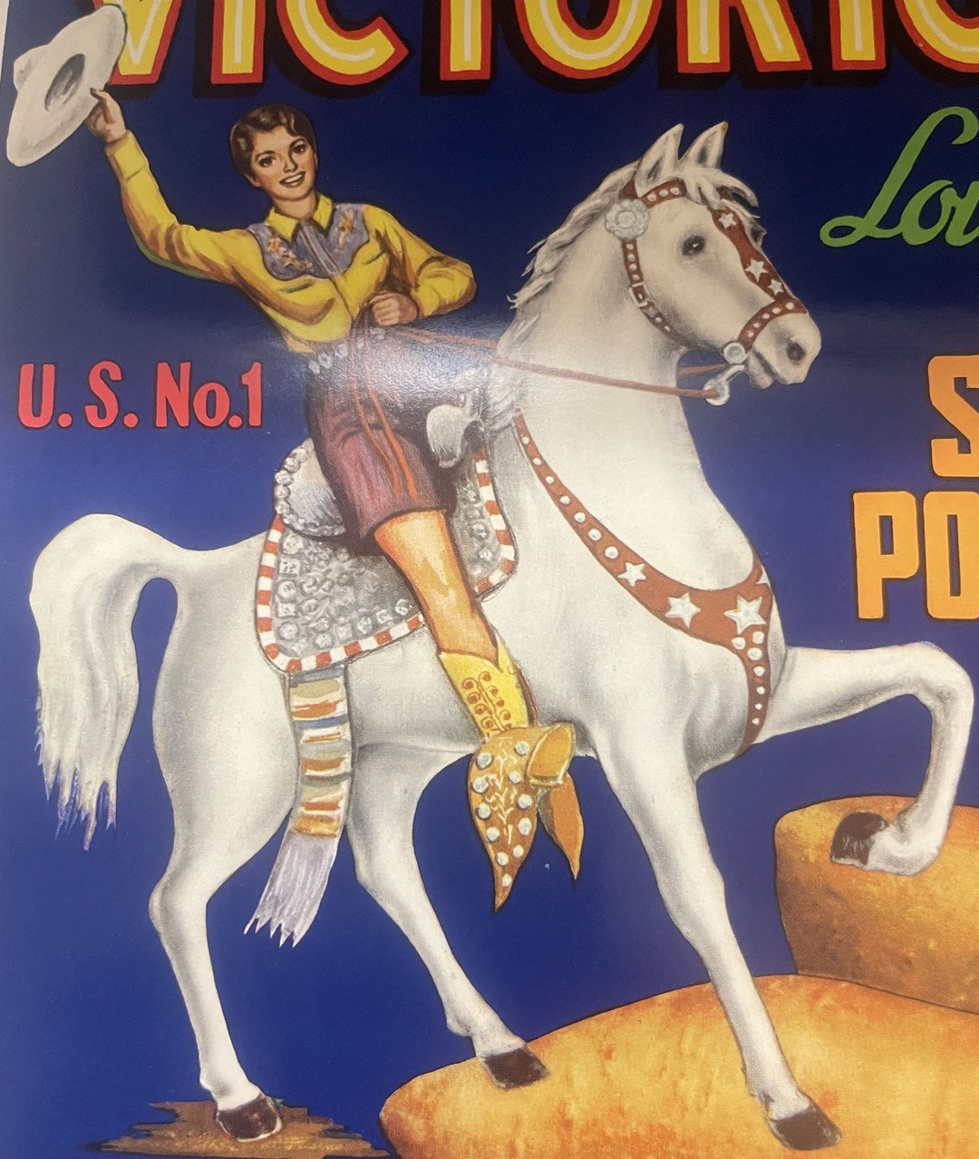 Vintage 1940s Cowgirl Crate Label: Sunset, Louisiana Western Decor - Etsy