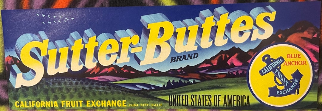 Vintage 1950s Sutter Buttes Crate Label: California Fruit Exchange - Etsy